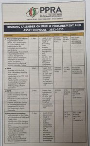 UPCOMING PPRA TRAININGS – Public Procurement Regulatory Authority