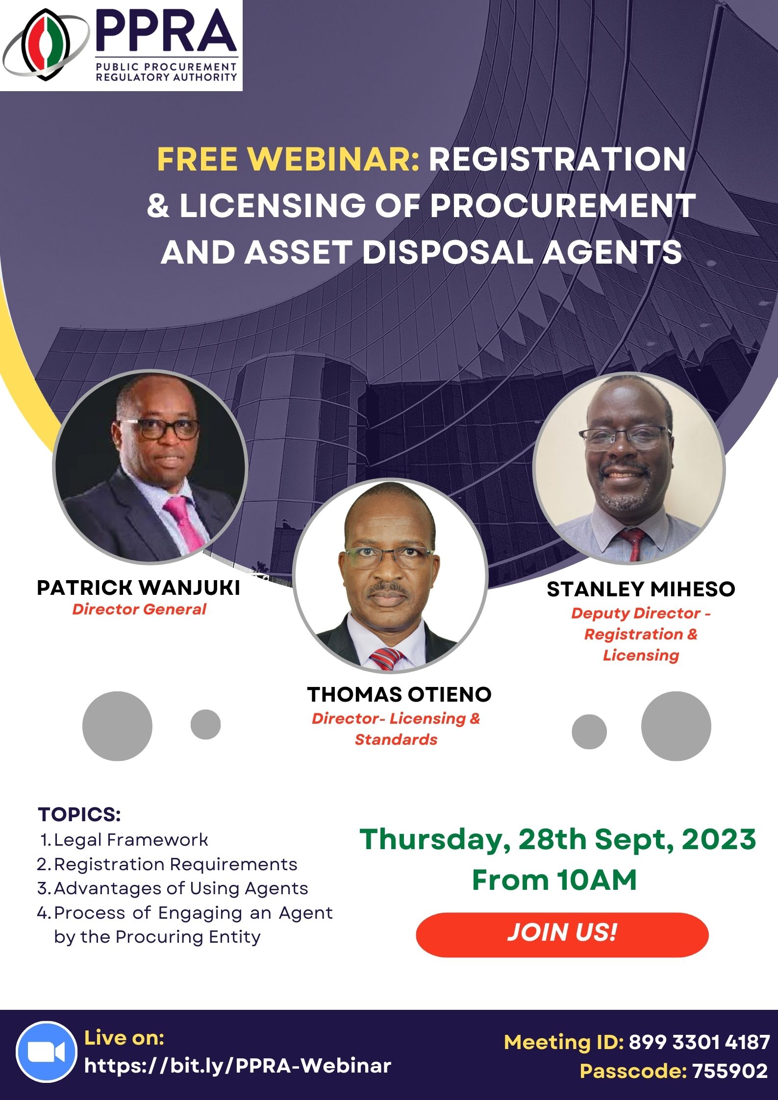 FREE WEBINAR: REGISTRATION & LICENSING OF PROCUREMENT AND ASSET DISPOSAL AGENTS – Public ...